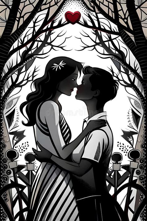 Couple Kissing Woods Stock Illustrations 24 Couple Kissing Woods