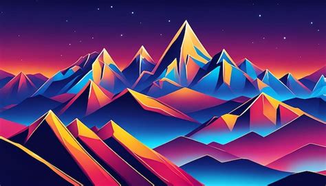 Premium Photo Neon Peaks Abstract Blue Desktop Wallpaper With Snow