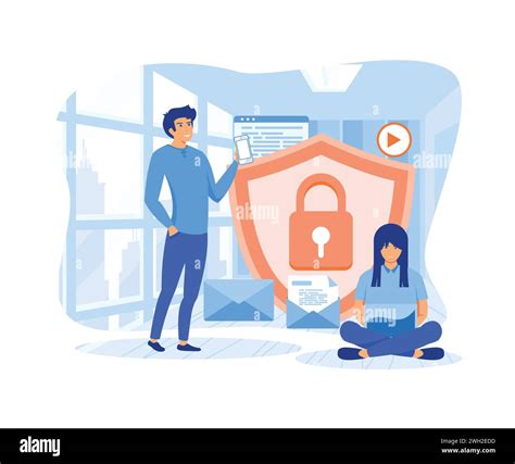 Man And Woman Protecting Personal Data Security And Protection Of