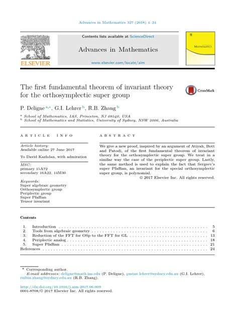 the first fundamental theorem of invariant theory for th 2018 advances in ma pdf