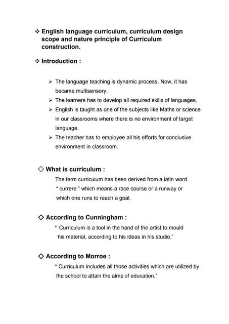 English Language Curriculum Pdf