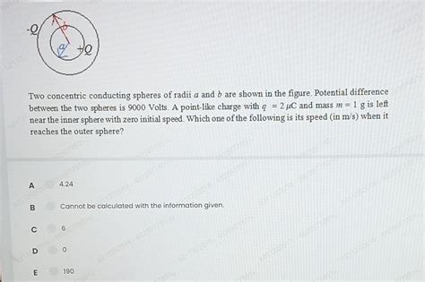 Solved Two Concentric Conducting Spheres Of Radii A And B Chegg