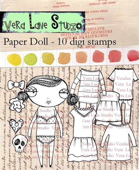 Digi Stamp Paper Doll Set 10 Images With Paper Doll And Etsy