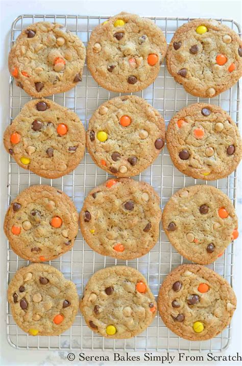 Reeses Pieces Peanut Butter Chip Chocolate Chip Cookies Serena Bakes