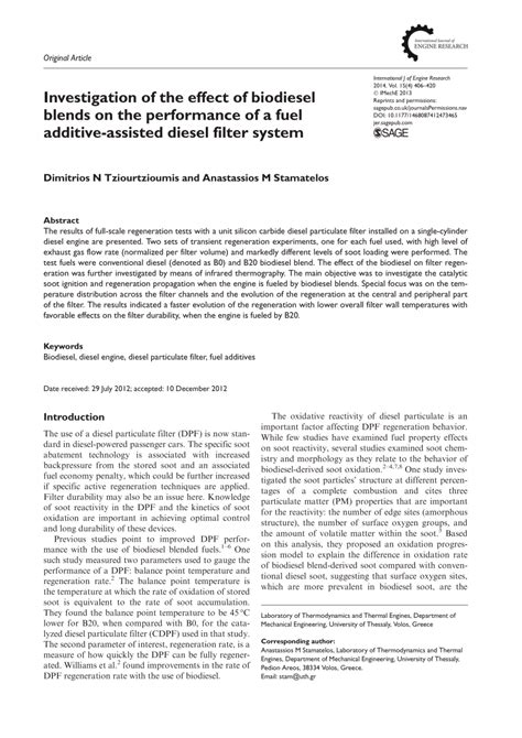 Full Article Investigation Of The Effect Of Biodiesel Blends On The Performance Of A Fuel