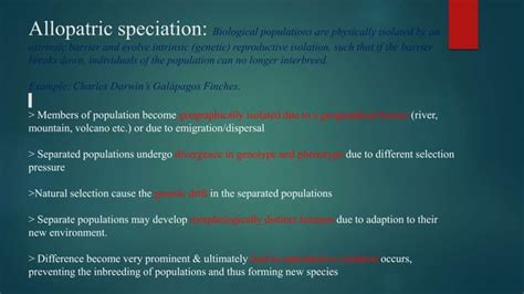 Speciation Types And Role Of Ecology In Speciation Pptx