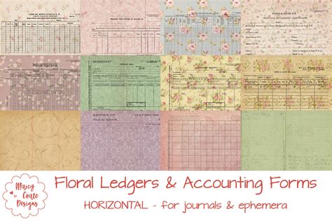 Floral Ledgers Accounting Forms Graphic By MarcyCoateDesigns