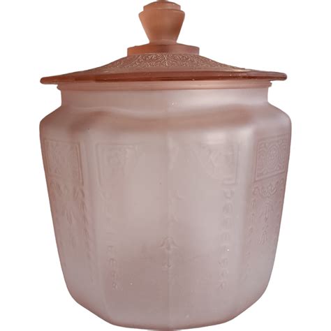Anchor Hocking Princess Pink Frosted Satin Depression Glass Cookie Jar