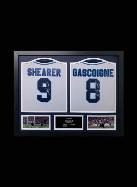 Alan Shearer And Paul Gazza Gascoigne Double Signed Framed Shirt