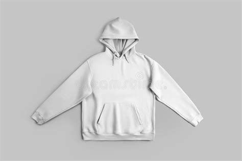 Oversized White Hoodie Mockup With Hood Ties Pocket Laid Out Clothes Top View Blank