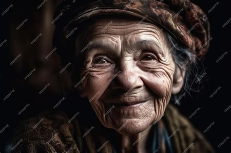 Premium Ai Image Old Granny Close Up Portrait Of Beautiful Older