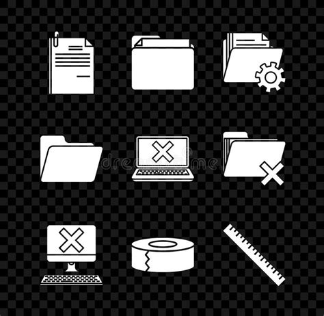 Set File Document And Paper Clip Document Folder Folder Settings With Gears Computer Keyboard