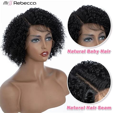 Miss Rebecca Hair Short Kinky Curly Lace Front Wig Human Hair Side