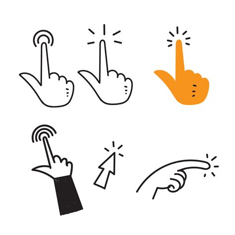Hand Drawn Doodle Cursor Click Tap Set Illustration 11357657 Vector Art At Vecteezy