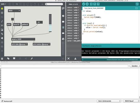 Cannot Send Via Serial Port Data From MAX MSP To Arduino Interfacing W Software On The
