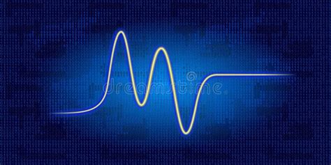 Neon Wave Graph Against Binary Code Background Stock Vector