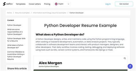 Python Developer Resume Example