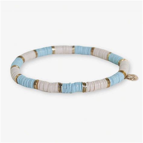 Wholesale Grace Two Color Block Sequin Stretch Bracelet Light Blue