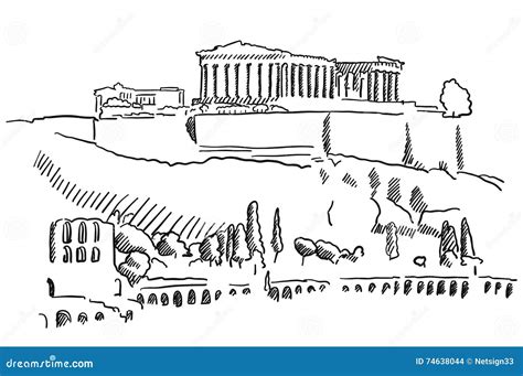 Greece Parthenon Sketch Vector Illustration 19730786