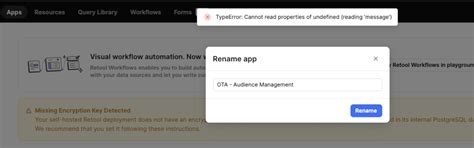 Unable To Rename App 💬 Self Hosted Retool Retool Forum