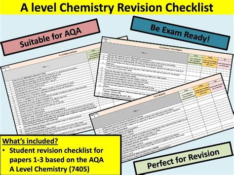 Aqa A Level Chemistry Specification Checklist Teaching Resources