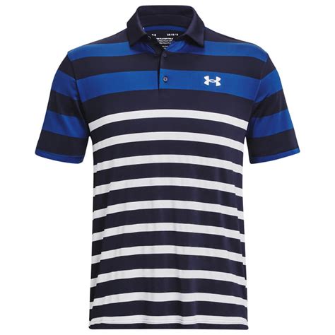 Under Armour Playoff 30 Stripe Golf Polo Shirt Midnight Navyblue