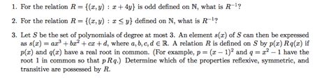 Solved 1 For The Relation R X Y X 4y Is Odd