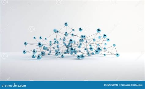 Abstract Network Diagram Featuring Connecting Lines And Nodes In Shades Of Blue On White