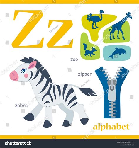 Alphabet Letter Z Cartoon Vocabulary Illustration Stock Vector Royalty