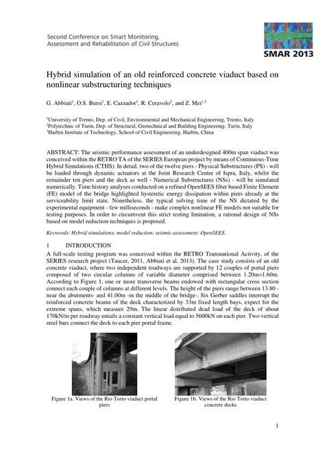 Pdf Hybrid Simulation Of An Old Reinforced Concrete Viaduct Based On