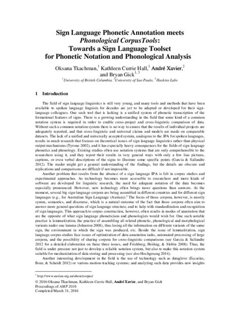Pdf Sign Language Phonetic Annotation Meets Phonological Corpustools