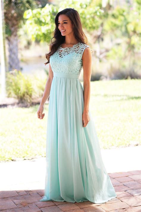 Mint Crochet Maxi Dress With Tulle Back Maxi Dresses Saved By The Dress