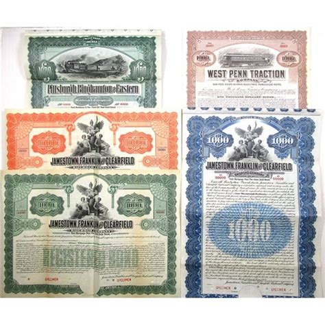 Pennsylvania Railroad Assortment Of Specimen Bonds Ca1906 To 1914