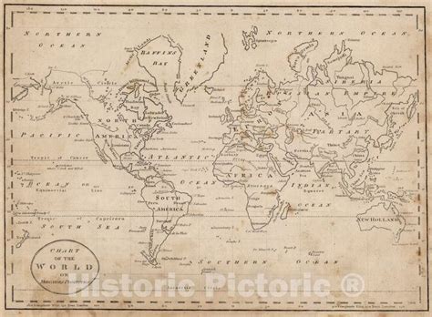 Historic Map Chart Of The World On Mercators Projection Vintage Wall Art Vintage Wall