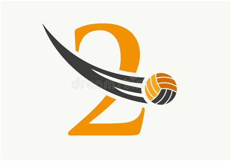 Letter 2 Volleyball Logo Design Sign Volleyball Sports Logotype Symbol
