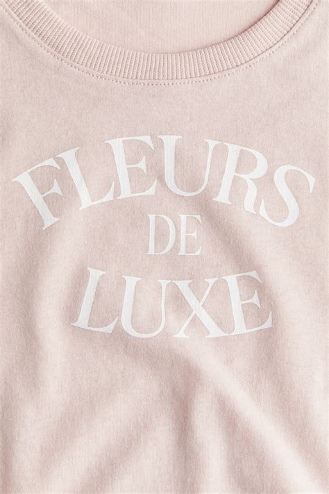 프린트 크롭트 티셔츠 라이트 핑크fleurs De Luxe 여성 Handm Kr