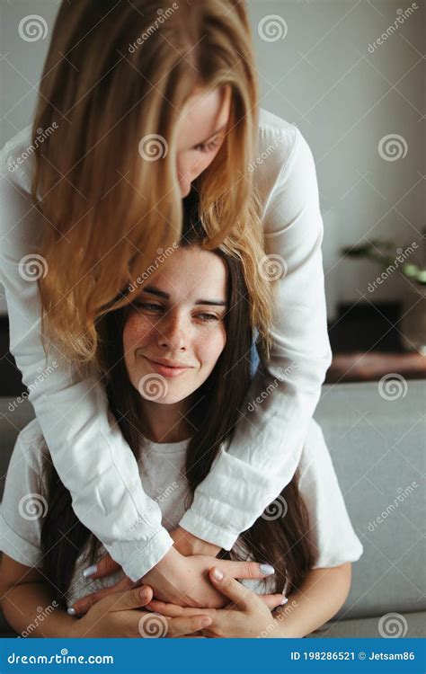 Girlfriends In Love Sharing Time Together Indoors Stock Image Image