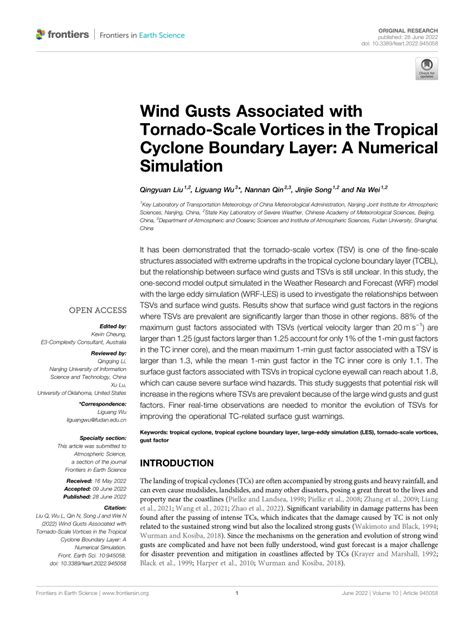Pdf Wind Gusts Associated With Tornado Scale Vortices In The Tropical
