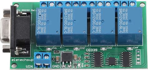 12v 4ch Db9 Rs232 Relay Board Remote Control Uart Serial Interface Switch For Car Motor Amazon