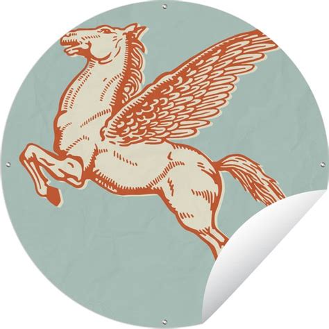 Tuincirkel Een Kleurrijke Tekening Van Een Pegasus Op Een Blauwe