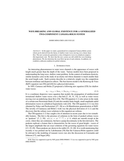 Pdf Wave Breaking And Global Existence For A Generalized Two Component Camassa Holm System