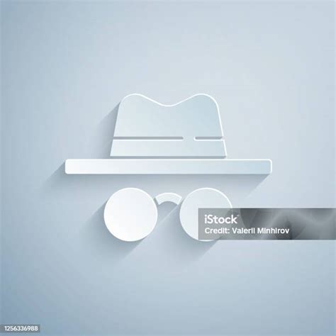 회색 배경에서 격리된 시크릿 모드 아이콘을 종이 잘라냅니다 종이 아트 스타일 벡터 3차원 형태에 대한 스톡 벡터 아트 및 기타