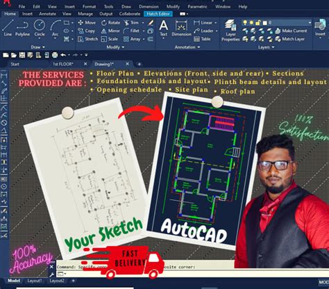 Draw 2d Autocad Drawings On Your Demand And Choice By Creater4modern Fiverr