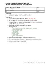 Machine Problem 2 Docx CS10 1L Computer Programming Laboratory