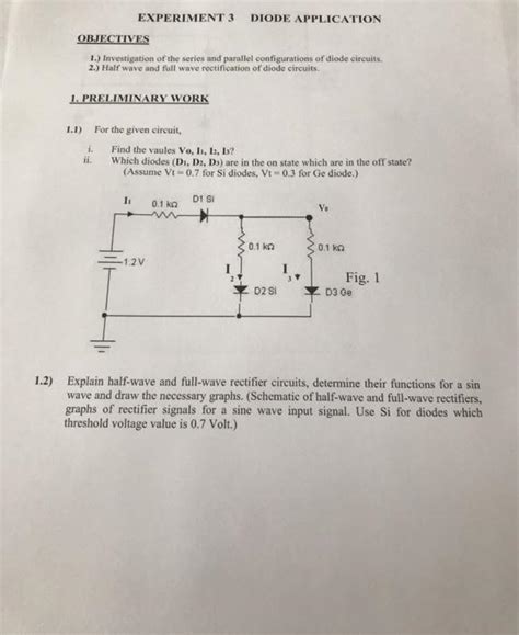 Solved EXPERIMENT 3 DIODE APPLICATION OBJECTIVES 1 Chegg Com