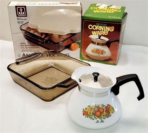 Vtg Corning Ware Teapot And Anchor Hocking Dish Live And Online