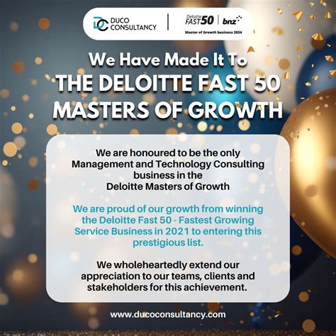 Team Duco Consultancy Is Delighted And Honoured To Be A Part Of The Deloitte Masters Of Growth