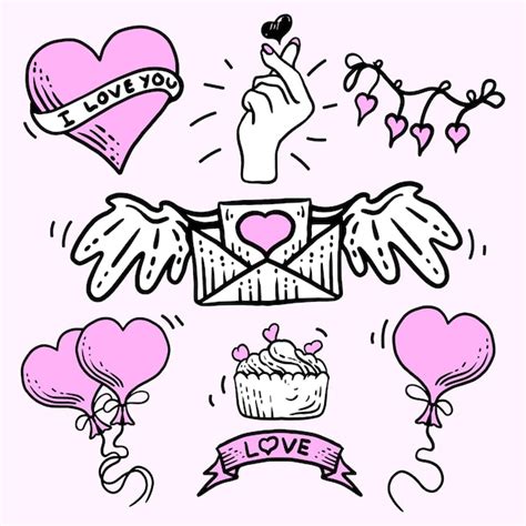 Premium Vector Valentines Day Element Collection Handrawn