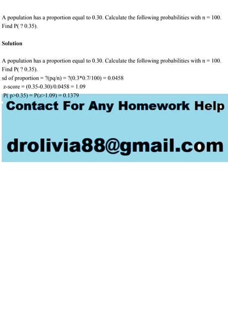 A Population Has A Proportion Equal To 0 30 Calculate The Following Pdf