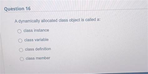 Solved A Dynamically Allocated Class Object Is Called A